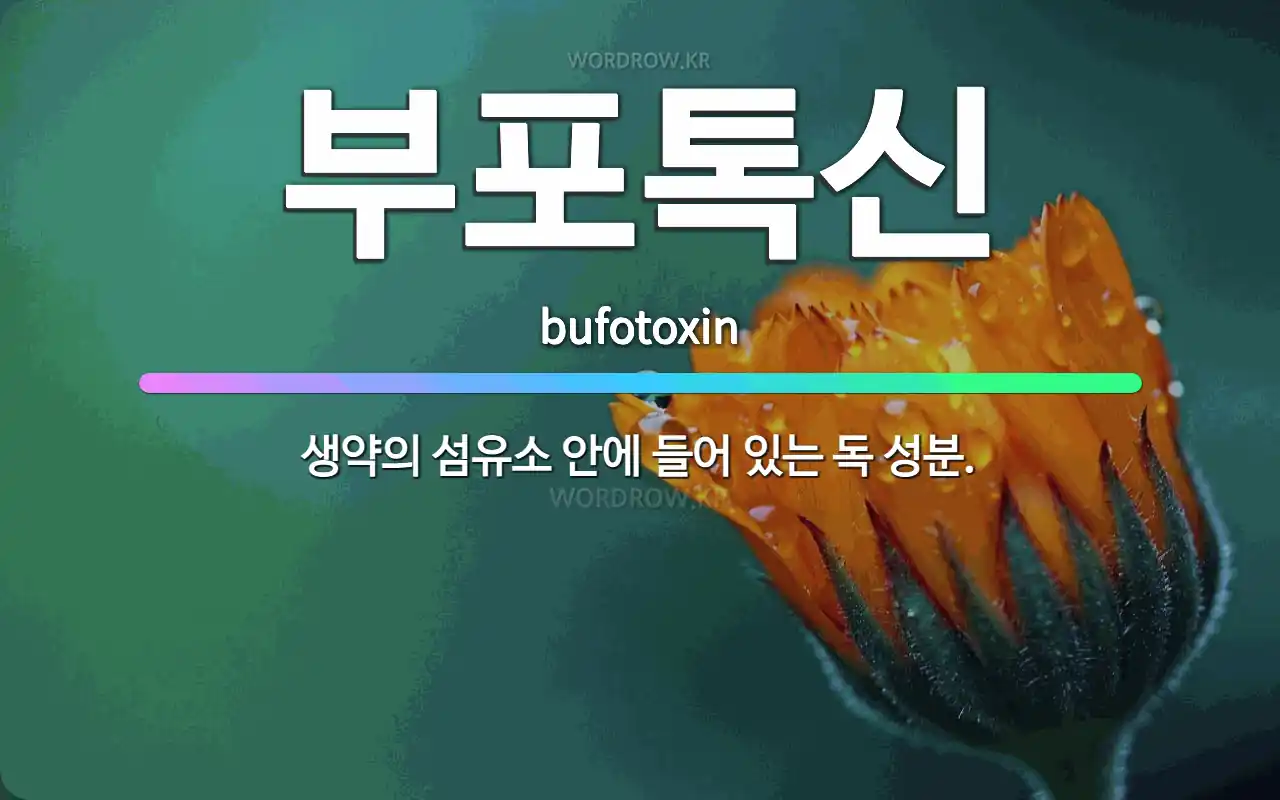 🌟부포톡신: 생약의 섬유소 안에 들어 있는 독 성분. - 표준국어대사전