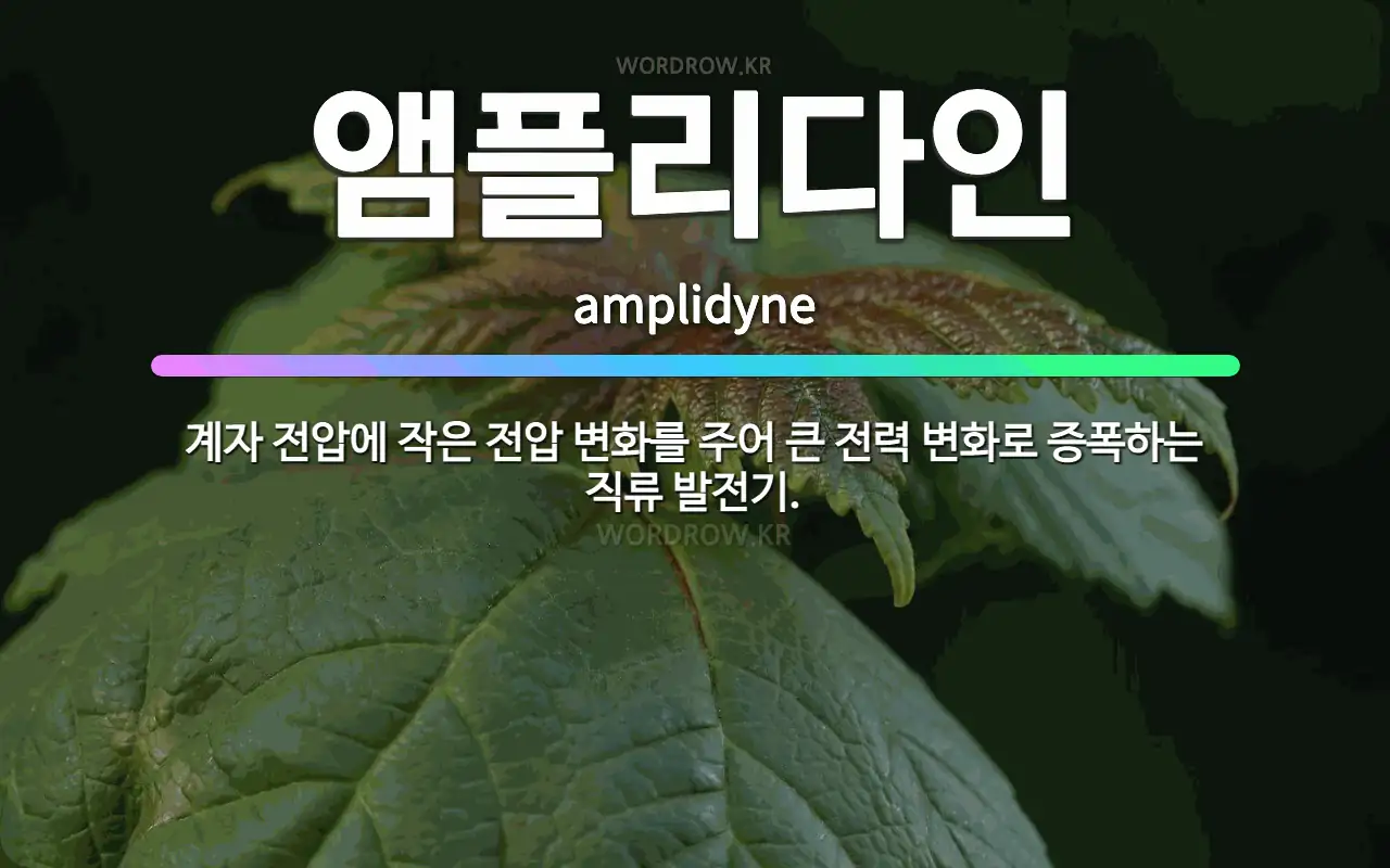 🌟앰플리다인: 계자 전압에 작은 전압 변화를 주어 큰 전력 변화로 증폭하는 직류 발전기. - 표준국어대사전