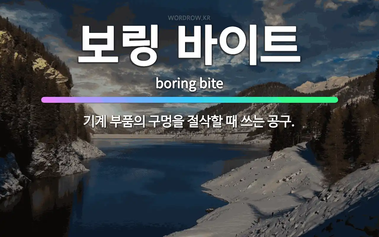 🌟보링 바이트: 기계 부품의 구멍을 절삭할 때 쓰는 공구. - 표준국어대사전